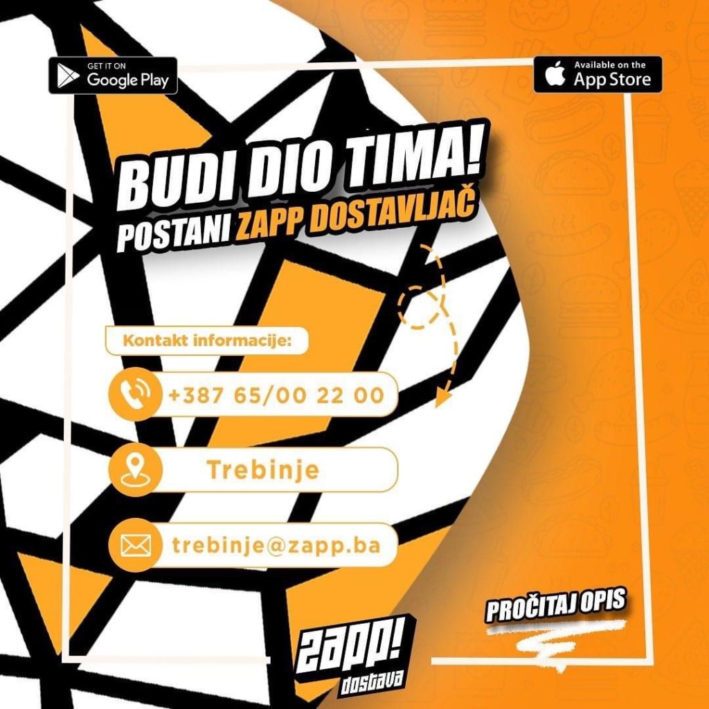 Zapp dostava Trebinje širi svoj tim – Objavljen konkurs za dostavljača ...